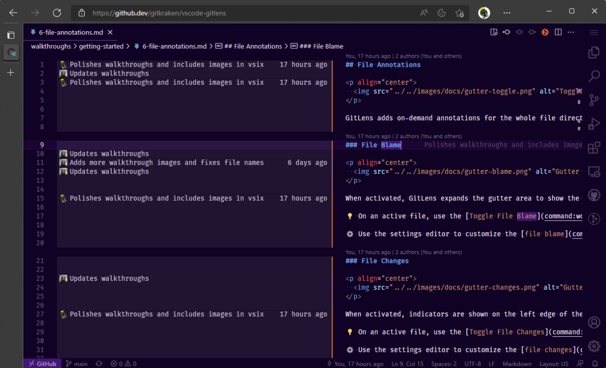 GitLens 12 - Supports Visual Studio Code for the Web/Online