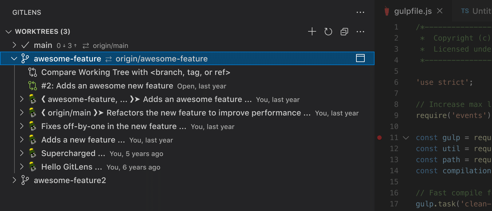 GitLens 12 - Supports Visual Studio Code for the Web/Online