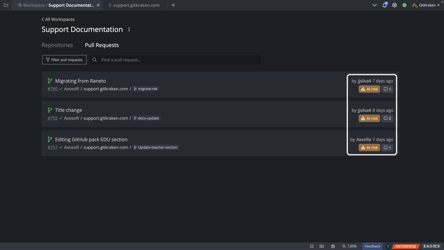 GitKraken Client v8.4: Team Workspaces + Pull Request View