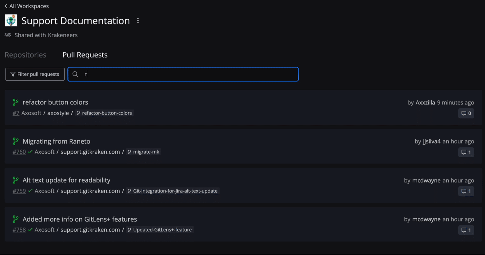 GitKraken Client v8.4: Team Workspaces + Pull Request View