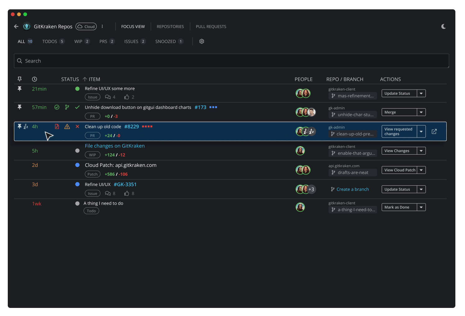 Focus View-v1 | GitKraken