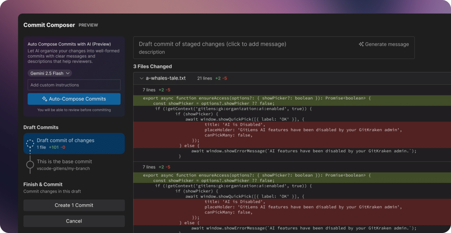 Best Tool for Composing Git Commits in your IDE, Commit Composer in GitLens 17.4 | GitKraken