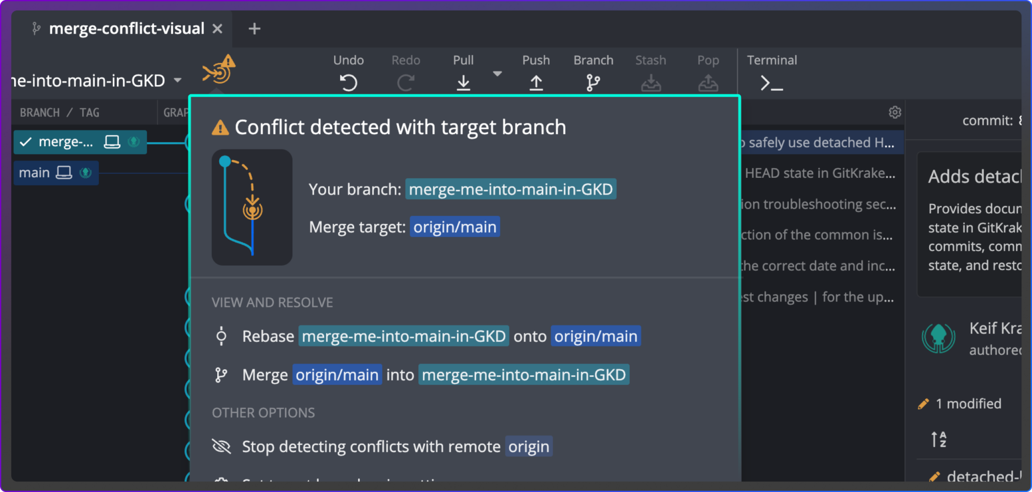 Git Merge Conflict Resolution Tool Visual 3 Way Merge Editor Gitkraken