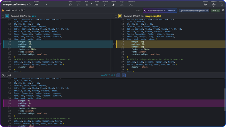 Git Merge Conflict Resolution Tool | Visual 3-Way Merge Editor - GitKraken